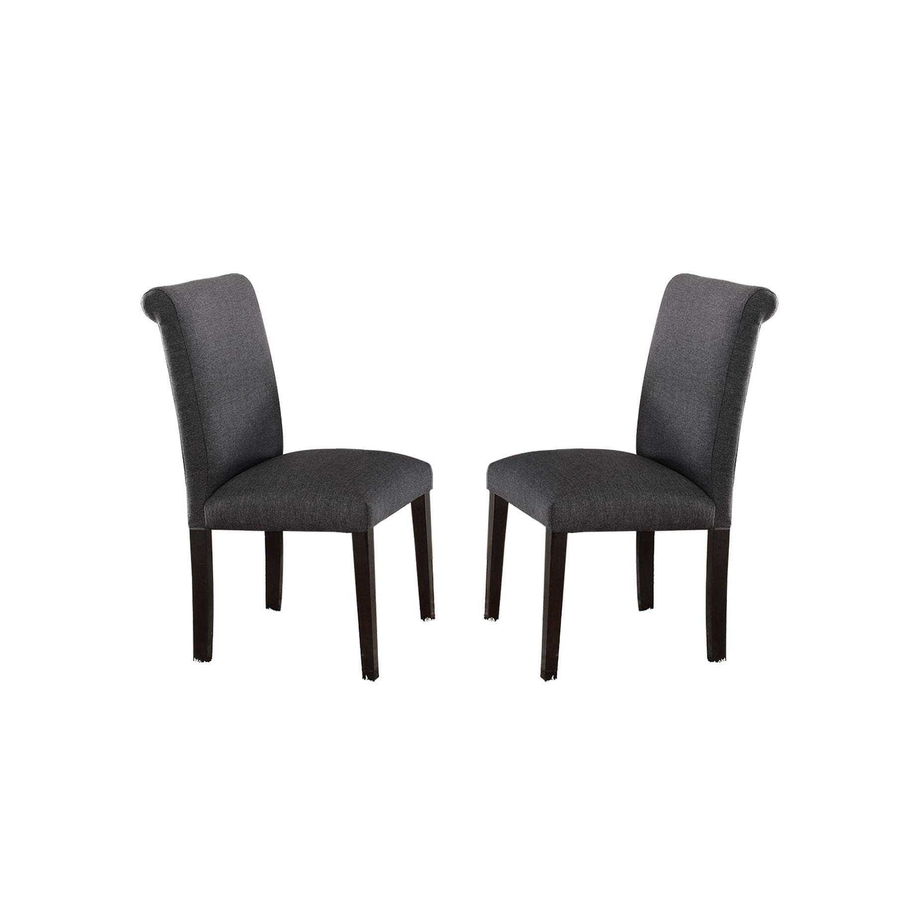 Grey Solid Pattern Dining Chairs, Set of 2 - Sturdy Wood Frame, 250 lbs ...