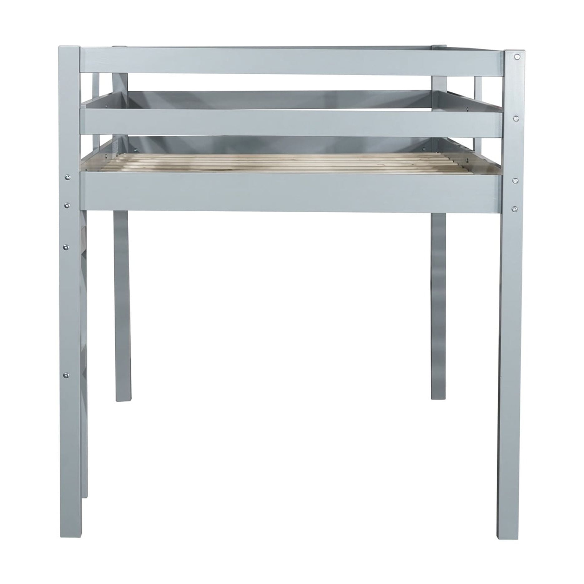 Grey Solid Rubber Wood Twin Loft Bed With . Stable Platform ...