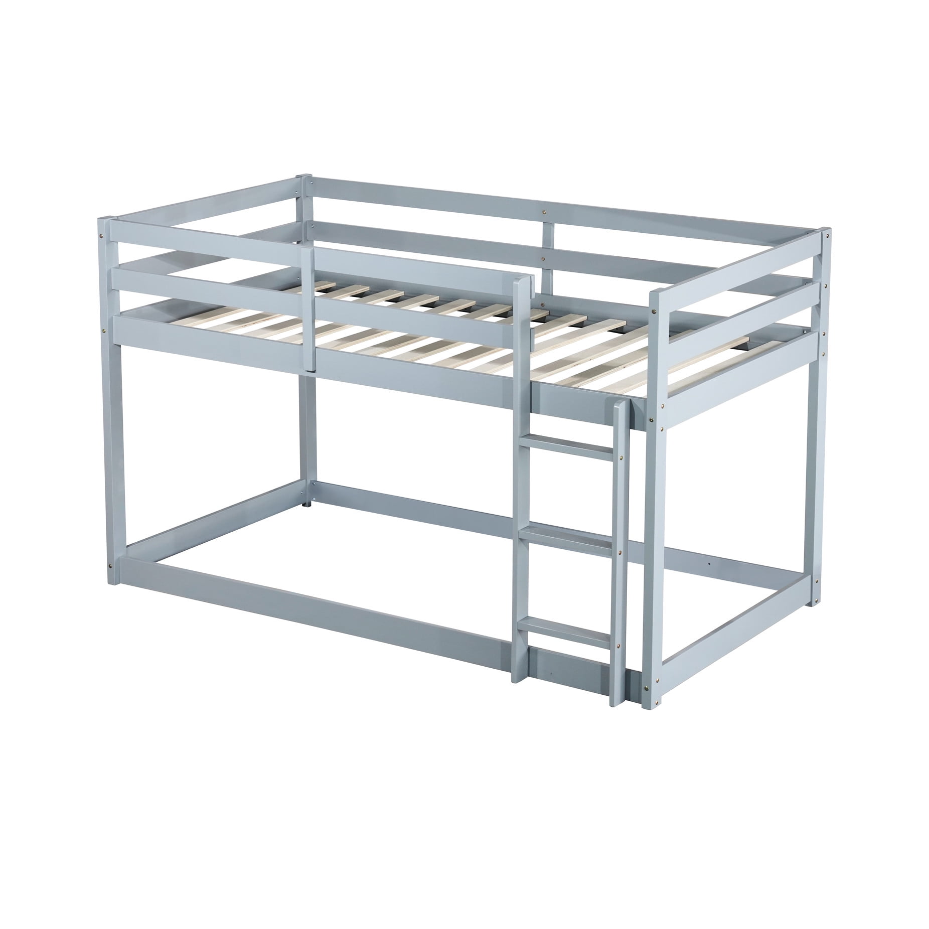 Grey Solid Rubber Wooden Twin Over Loft Bed - For A Seamless Transition ...