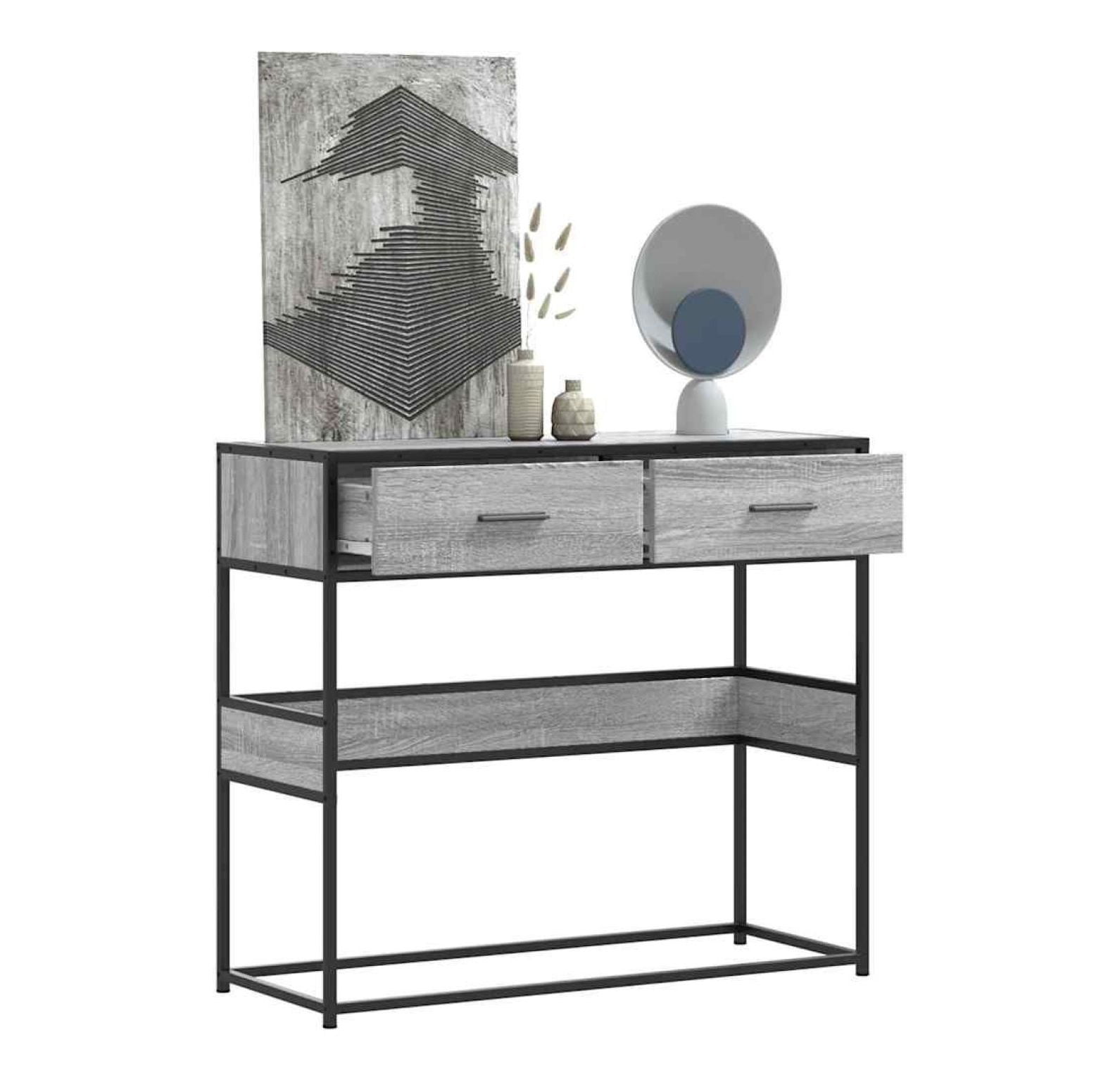 Grey Sonoma Console Table - Engineered Wood Entryway Table with Drawers ...