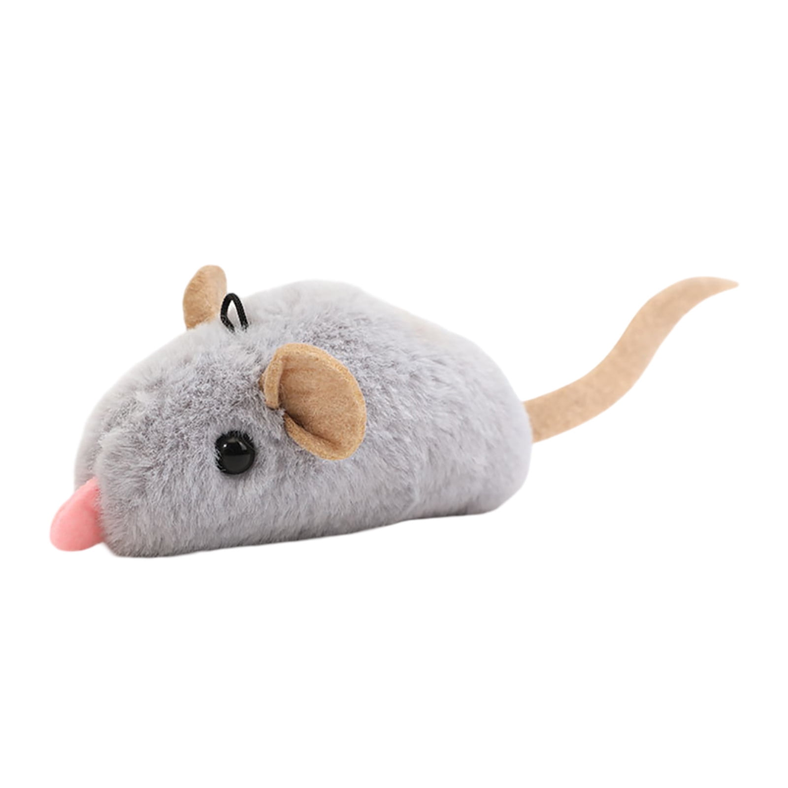 Grey Squeaking Mouse Toy, Interactive Sound Plush Rat for Cats 1 Piece ...