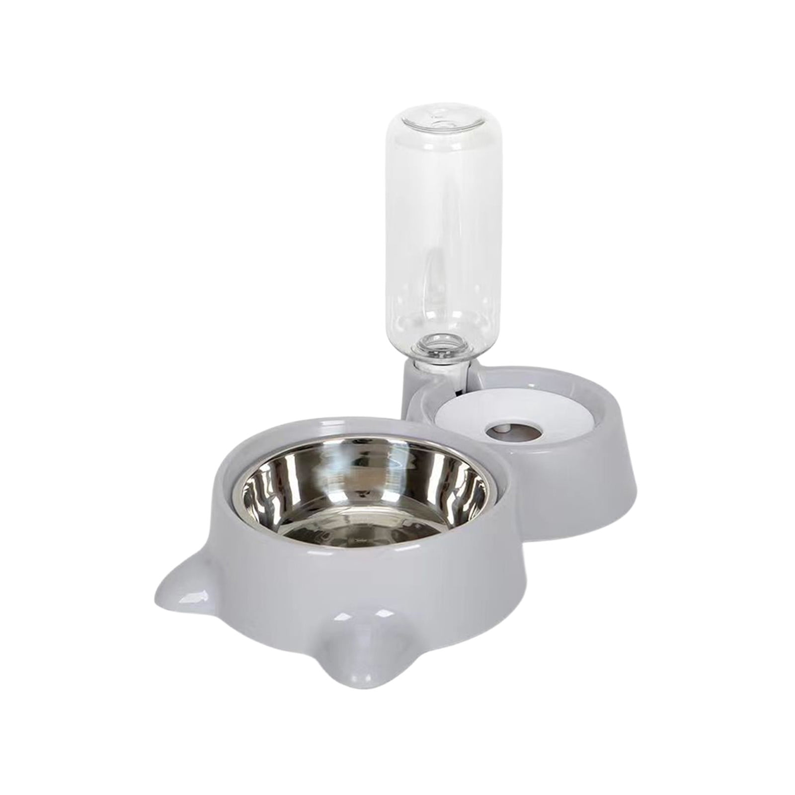 Grey Stainless Steel Automatic Water Dispenser And Feeder Bowl 2 In 1 ...