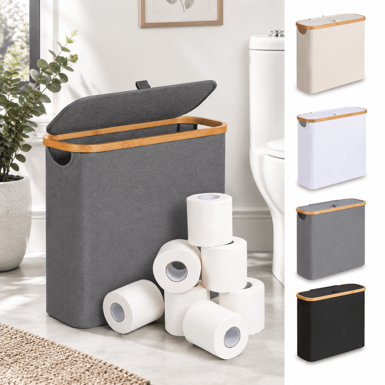 Grey Standard Freestanding Toilet Paper Storage Holder Holds 9-12 Rolls ...
