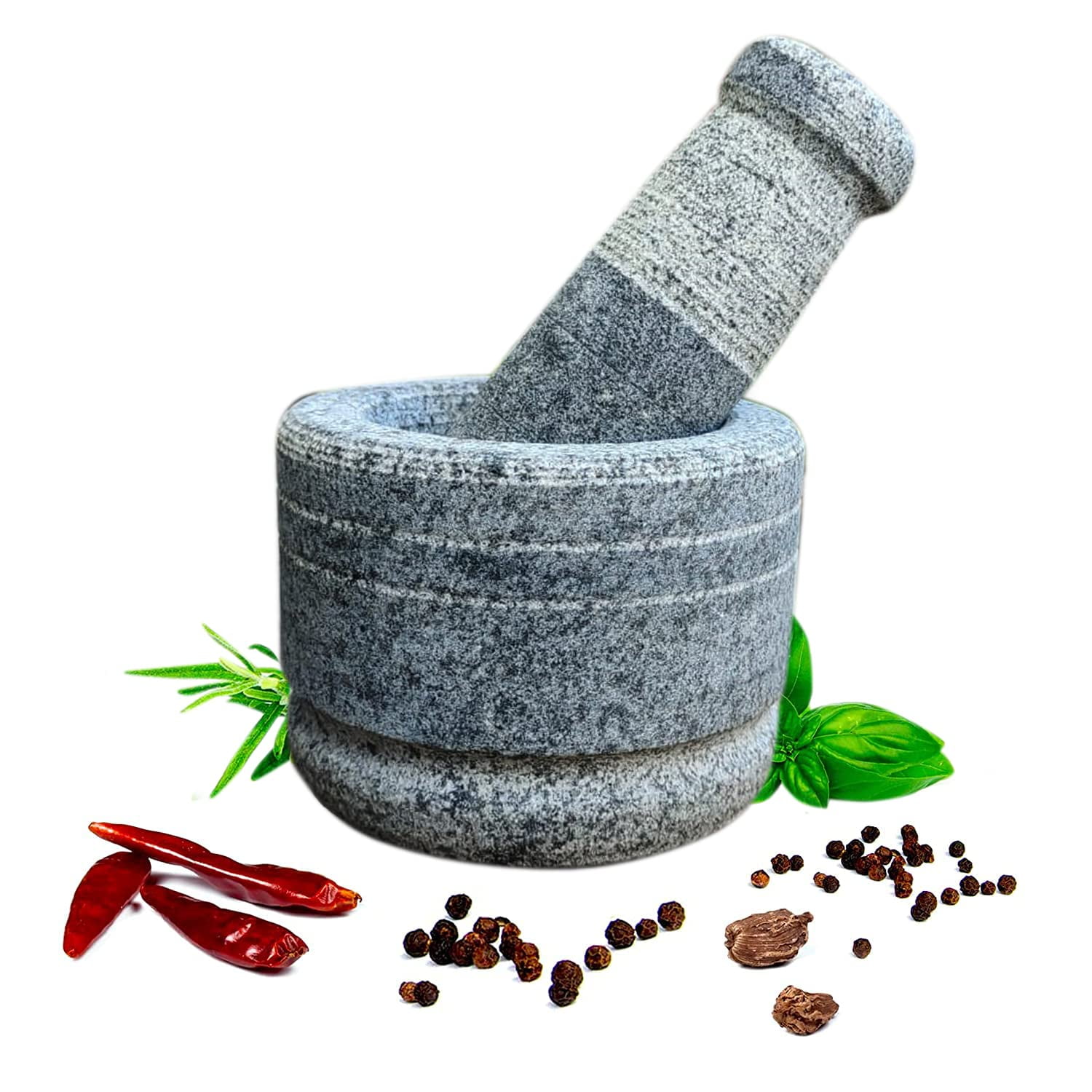 Grey Stone Mortar & Pestle Set, Large Size | Okhli - Khalbatta - Kharal ...