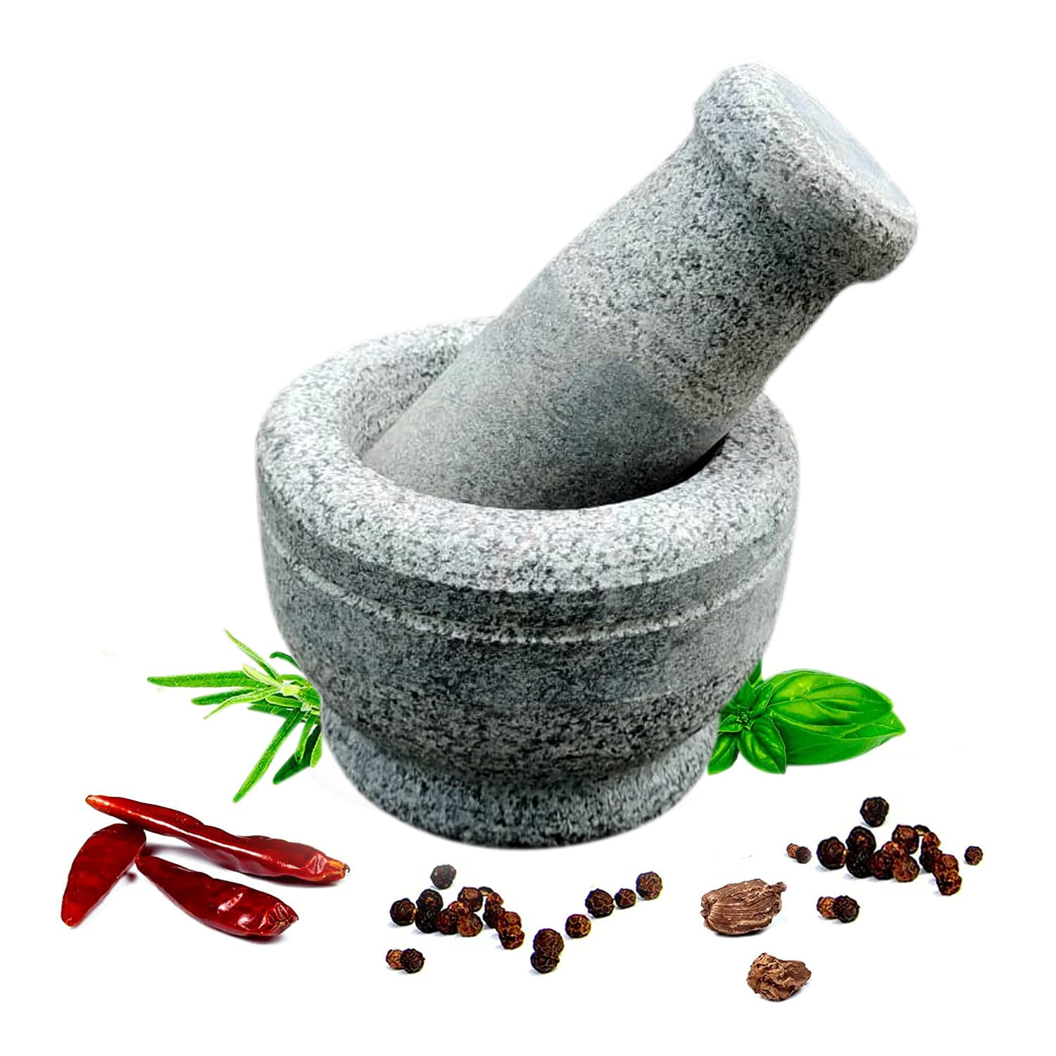 Grey Stone Pestle & Mortar Set, Small Size | Okhli - Khalbatta - Kharal ...
