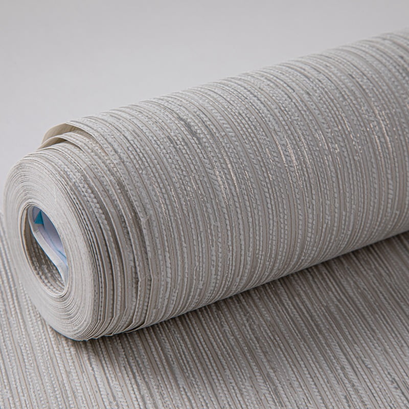 Grey Straw Fine Stripes Plain Wallpaper Bedroom Living Room Hotel Light ...