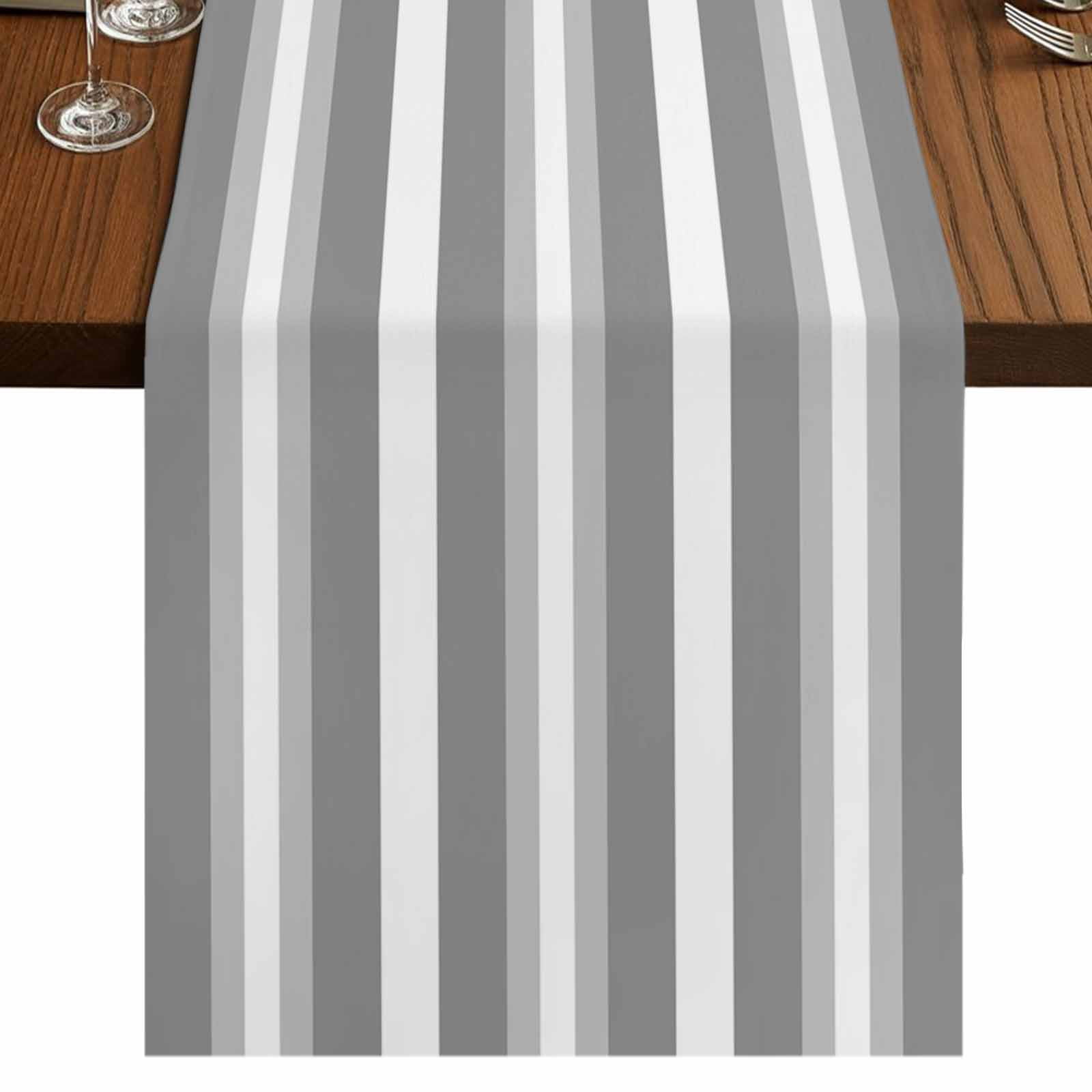 Grey Stripe 48 Inch Table Runner, Minimalist Farmhouse Striped ...