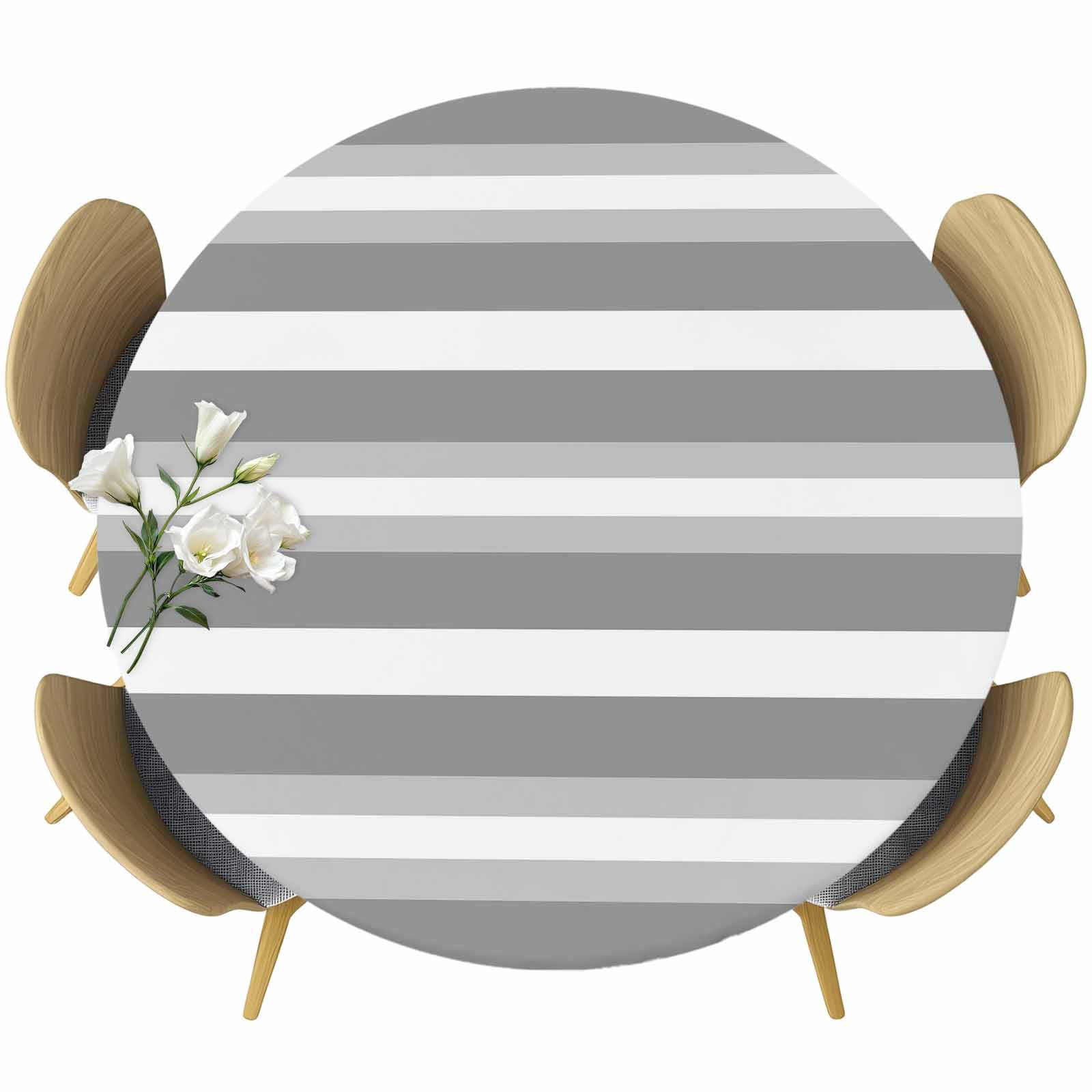 Grey Stripe Round Tablecloth 45-54 Inch Round Fitted Table Cloth with ...