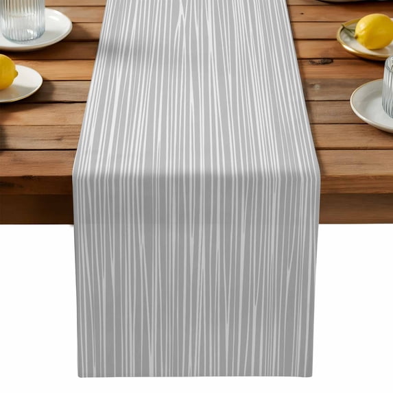 Grey Stripe Table Runner, Retro Abstract Art Geometric Grey Stripe ...