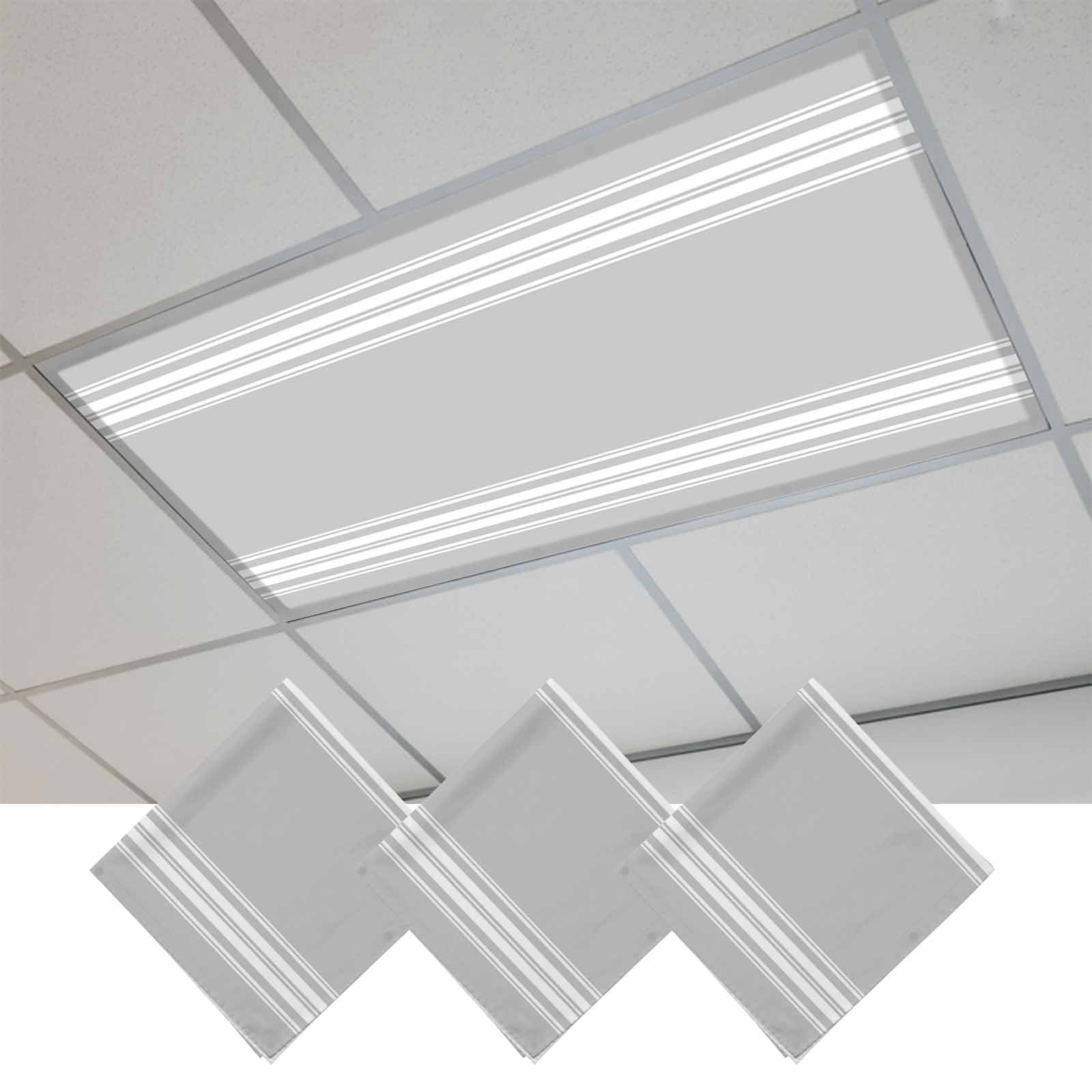 Grey Striped Fluorescent Light Covers, Luxurious White Stripes Modern ...
