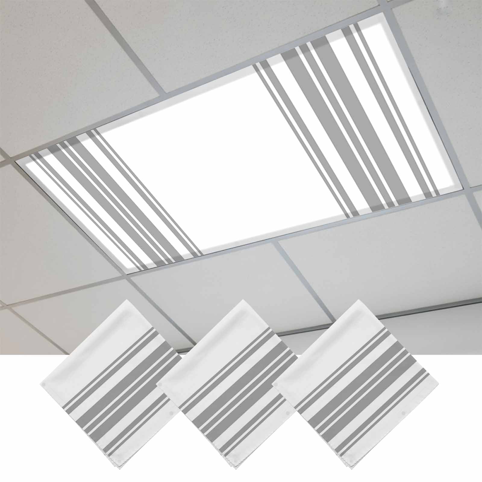 Grey Striped Magnetic Fluorescent Light Covers for Ceiling Lights 2x4Ft ...