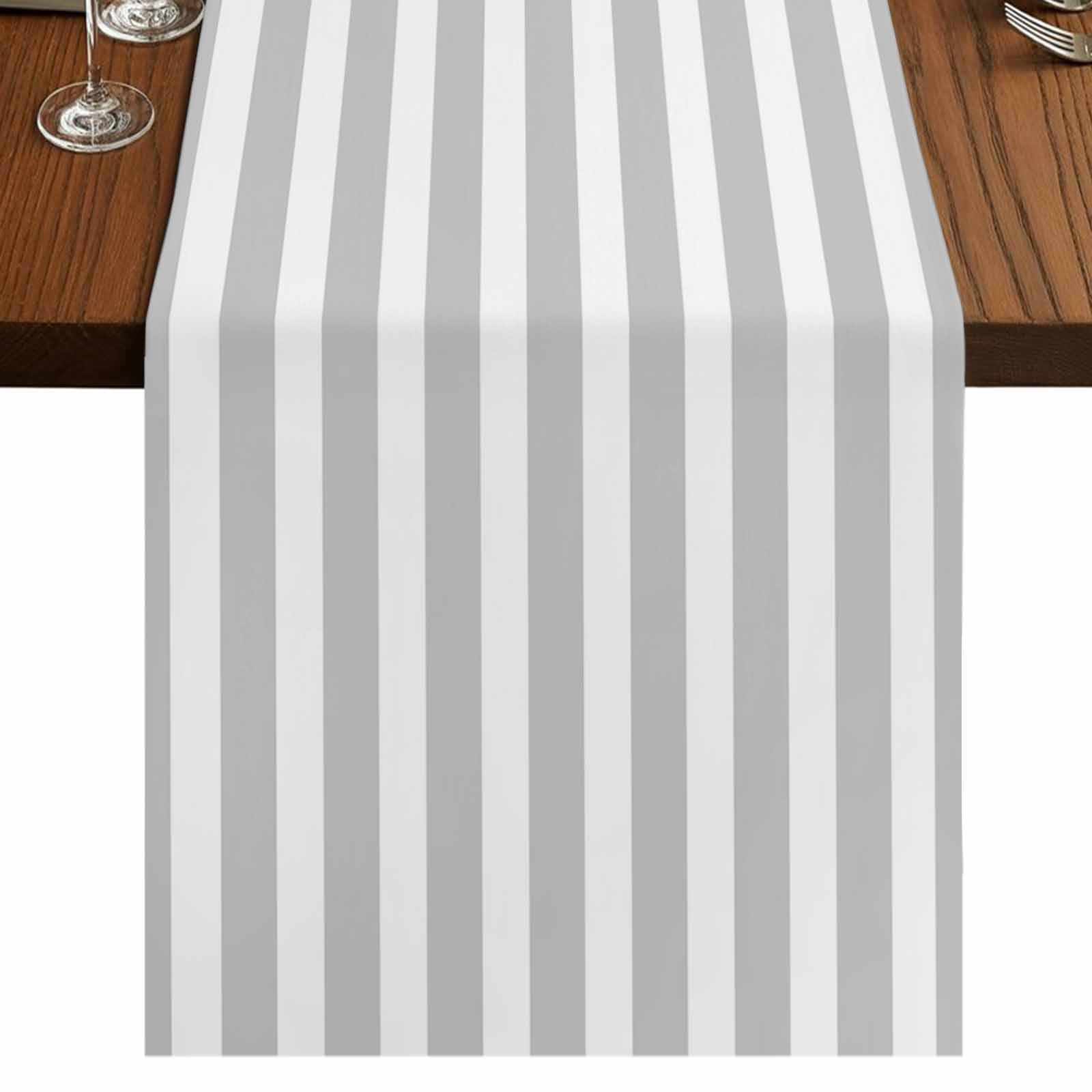 Grey Striped Short Table Runner 60 Inches Long,Modern Farmhouse Gray ...