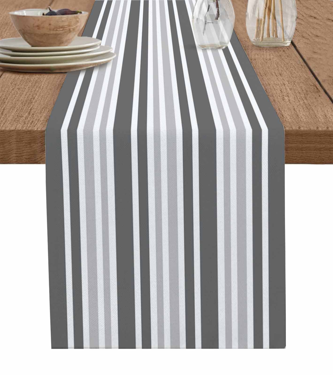 Grey Stripes Table Runner 70 Inches, Modern Minimalist Horizontal Ombre ...