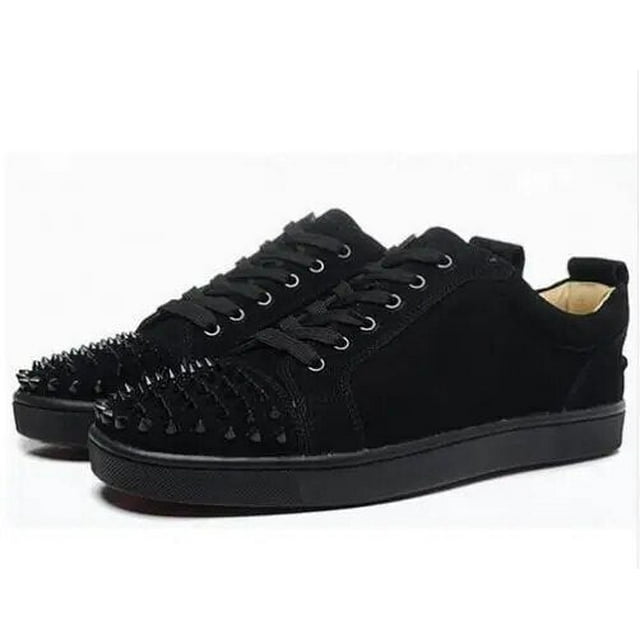 Grey Suede Men Casual Shoes Rivet Stud Flat Low Top Spike Outdoor ...