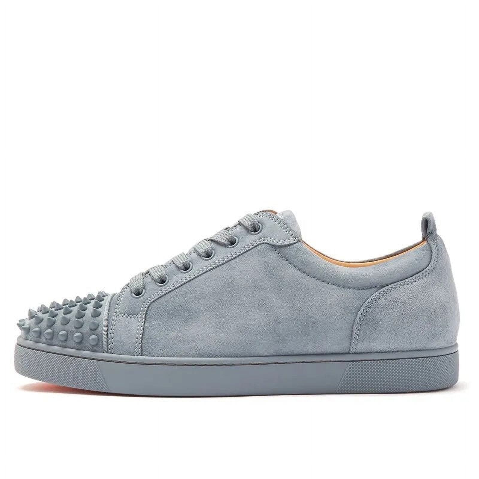 Grey Suede Men Casual Shoes Rivet Stud Flat Low Top Spike Outdoor ...