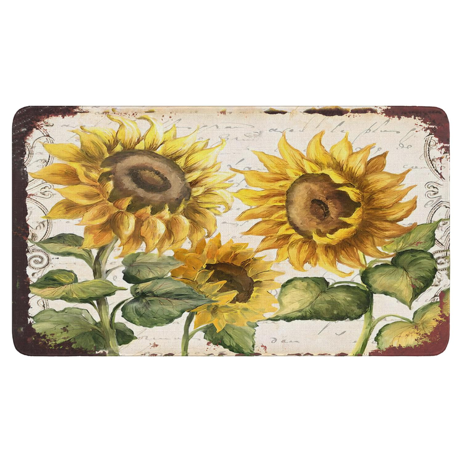Grey Sunflower Flowers (3) Welcome Doormat for Indoor/Outdoor Entrance ...