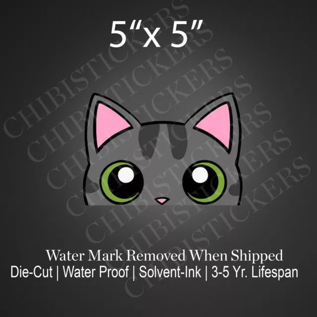 Grey Tabby Cat Kitten Kittyanime Kawaii Sticker Cute Cat Vinyl Sticker ...