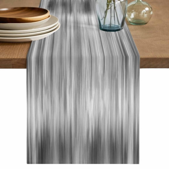 Grey Table Runner, Modern Abstract Art Ombre Striped Washable Cotton ...
