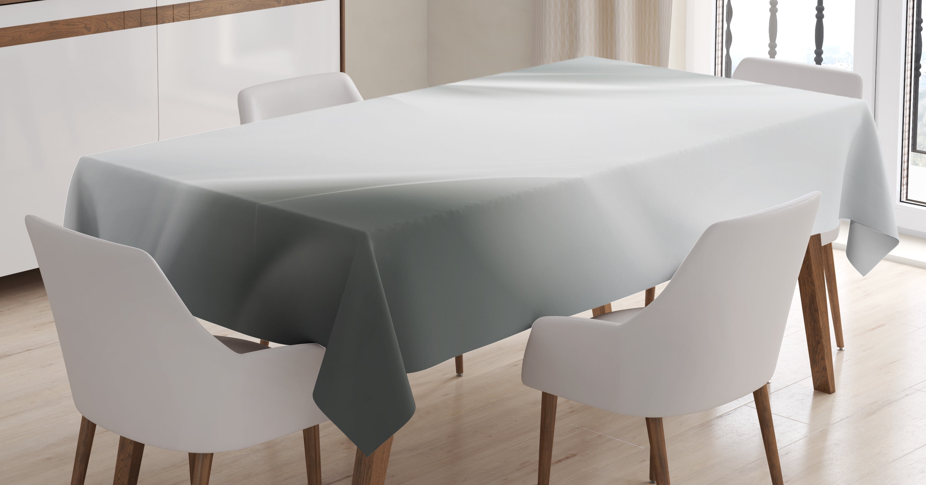 Grey Tablecloth, Abstract Framework with Ombre Inspired Design Corners ...