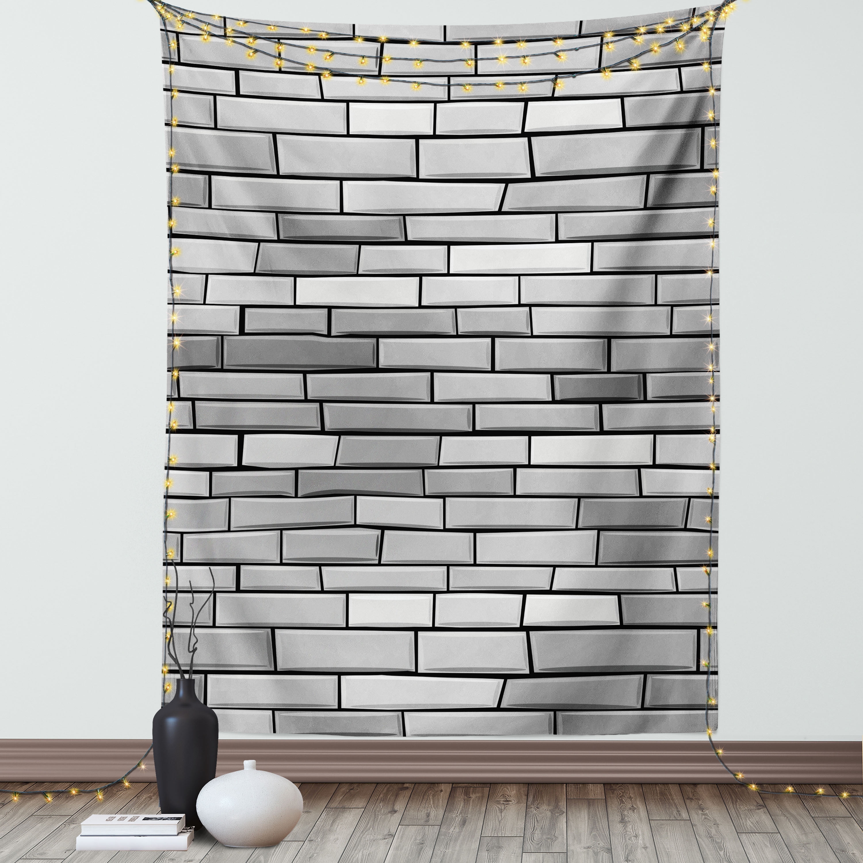 Grey Tapestry, Illustration of Brick Wall Contemporary Artprint 3d ...