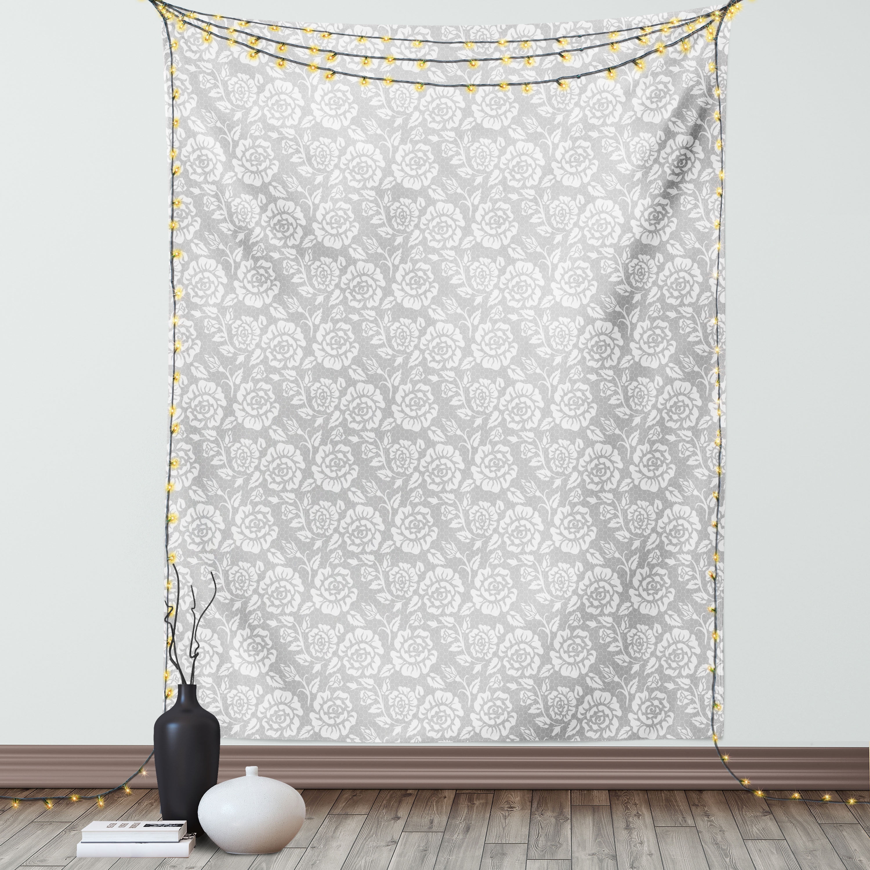 Grey Tapestry, Retro Inspired Floral Design with Past Effects Dated ...