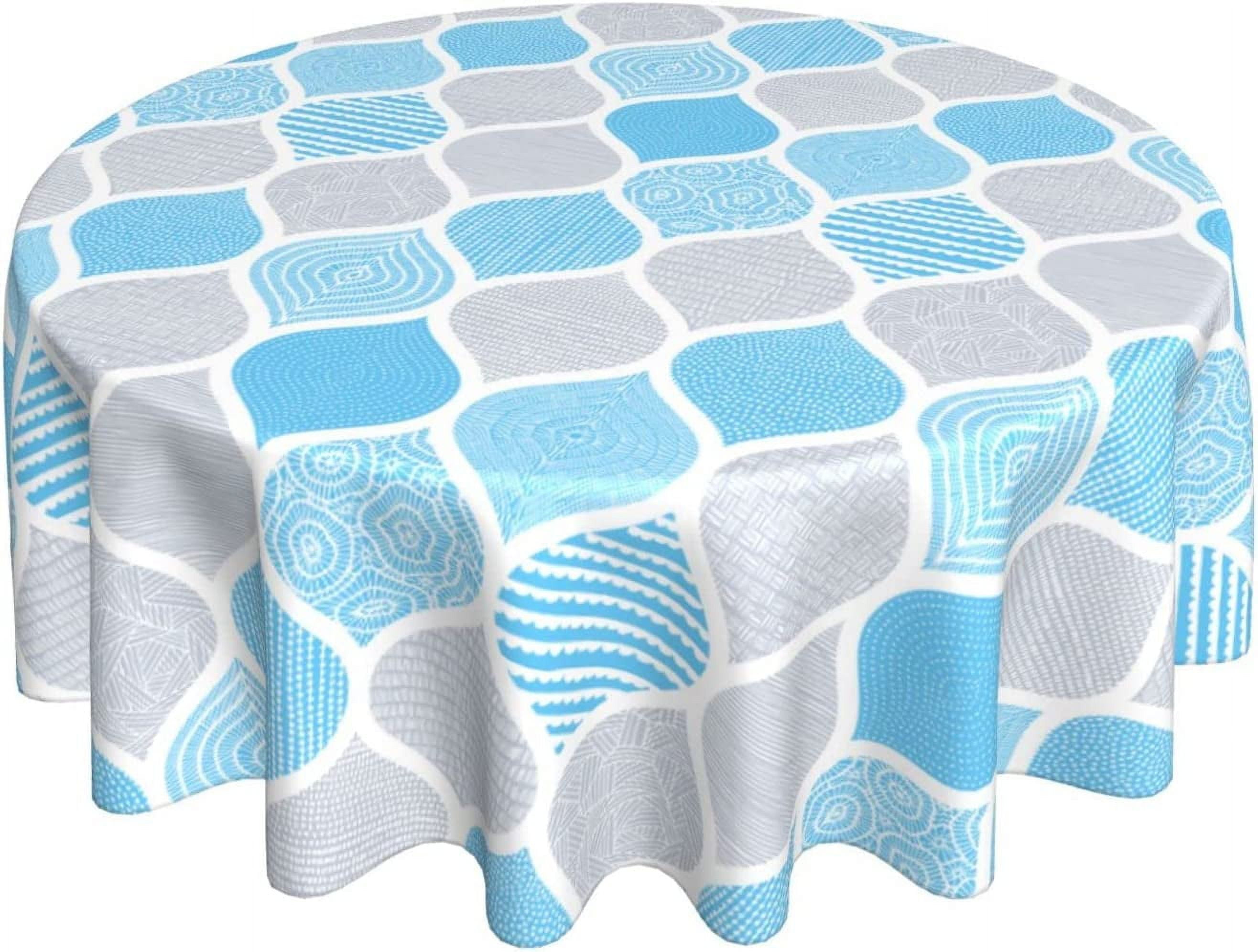 Grey Teal Round Tablecloth 60 Inch Ruitic Turquoise Blue Table Cloth ...