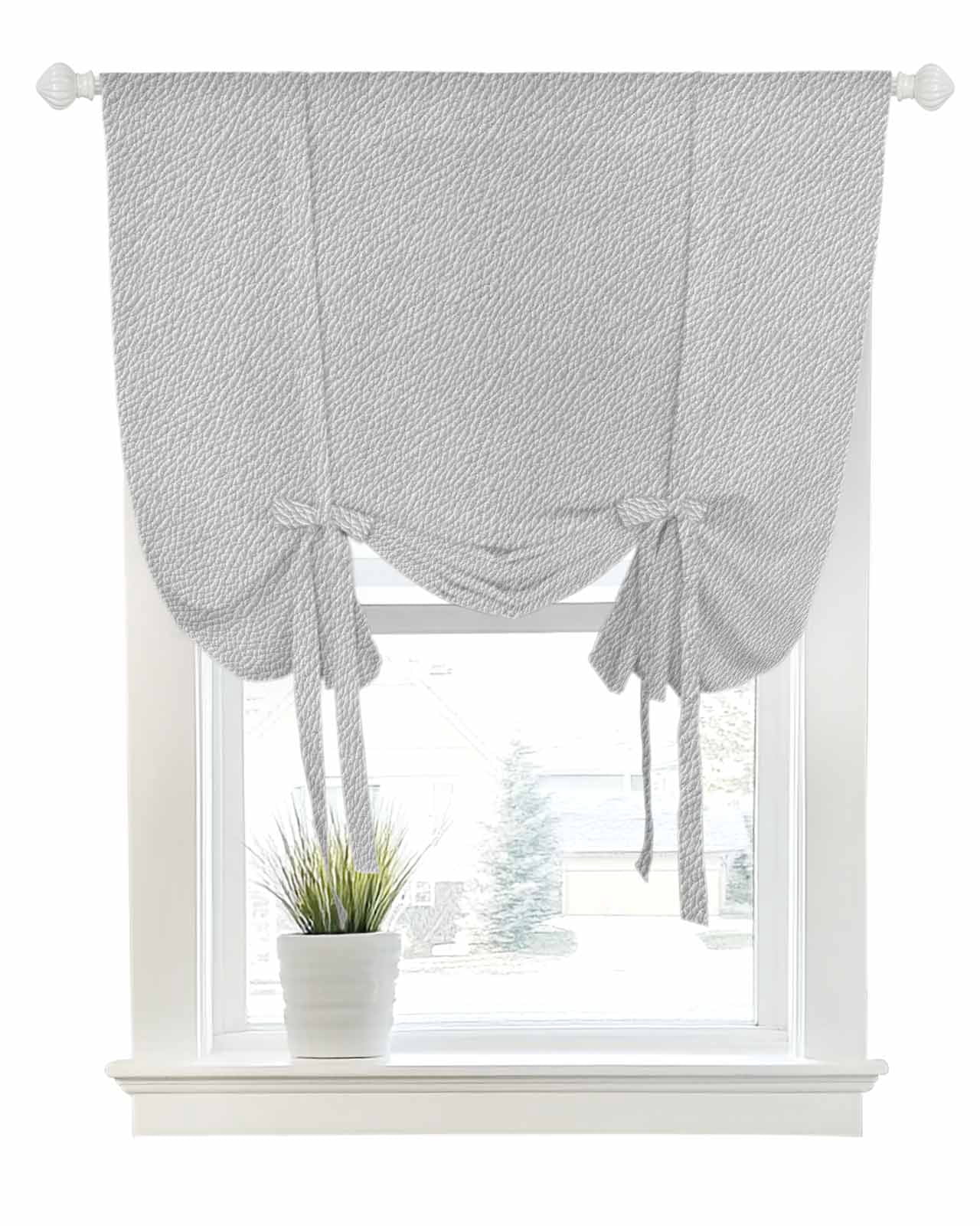 Grey Tie Up Curtains for Window, Thermal Insulted Balloon Shade ...