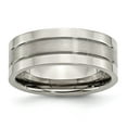 Grey Titanium Ring Band Wedding Grooved 8mm Brushed and Polished ...