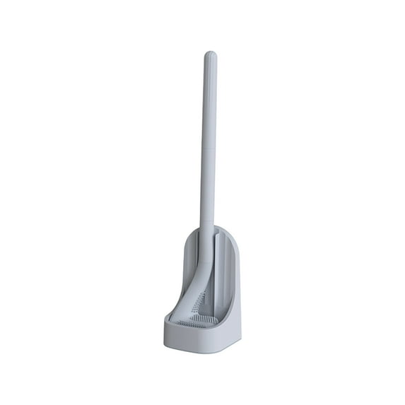 Grey Toilet Brush Detachable Long Handle With Base Soft Rubber No Dead ...