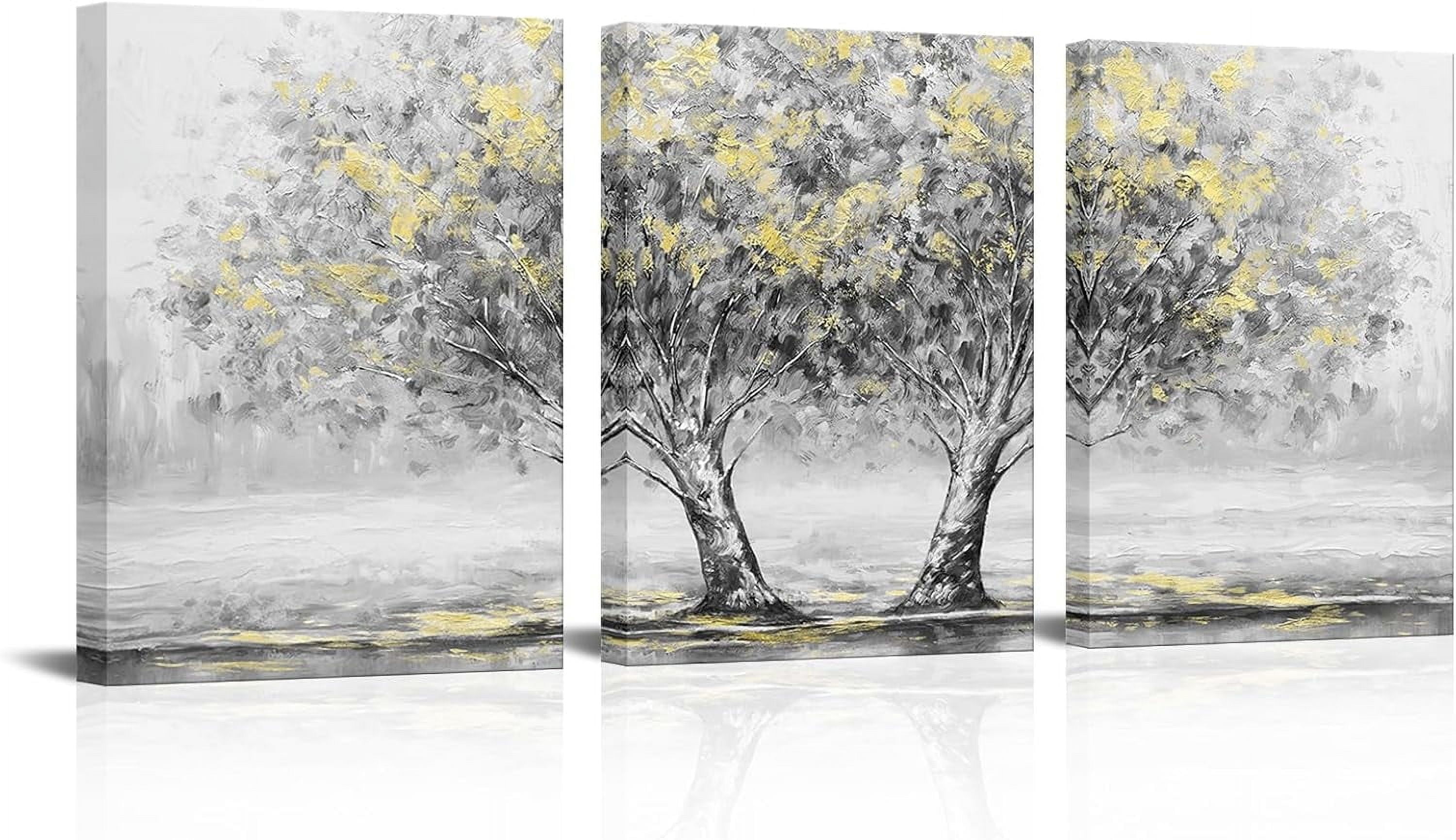Grey Tree Wall Art Abstract Trees Painting Canvas Prints Modern Living ...