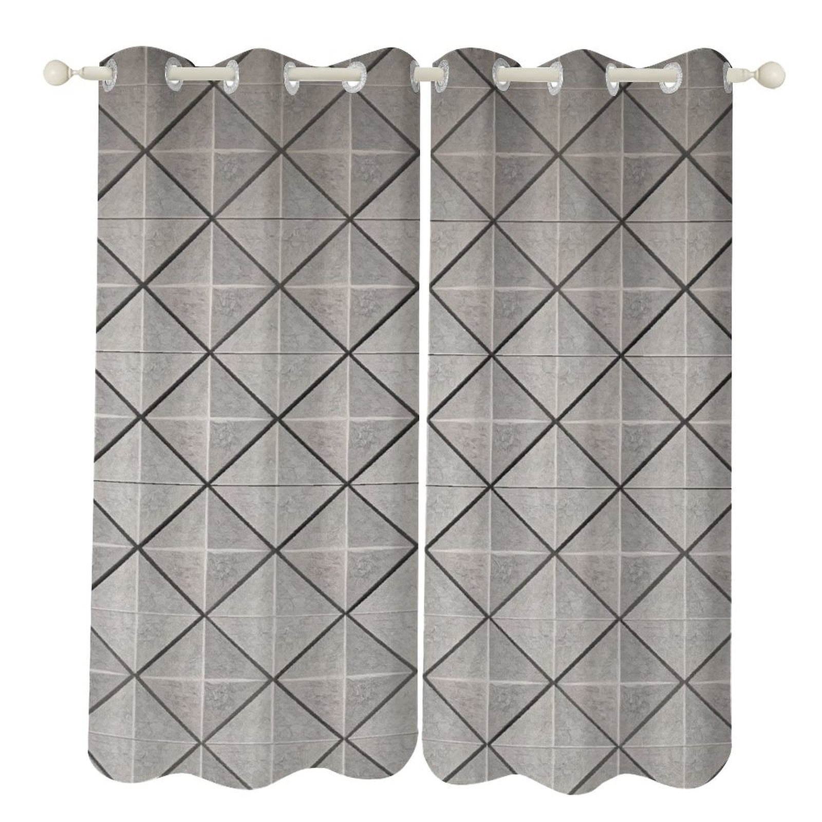 Grey Triangle Tile Pattern Background Texture Curtain for Living Room ...
