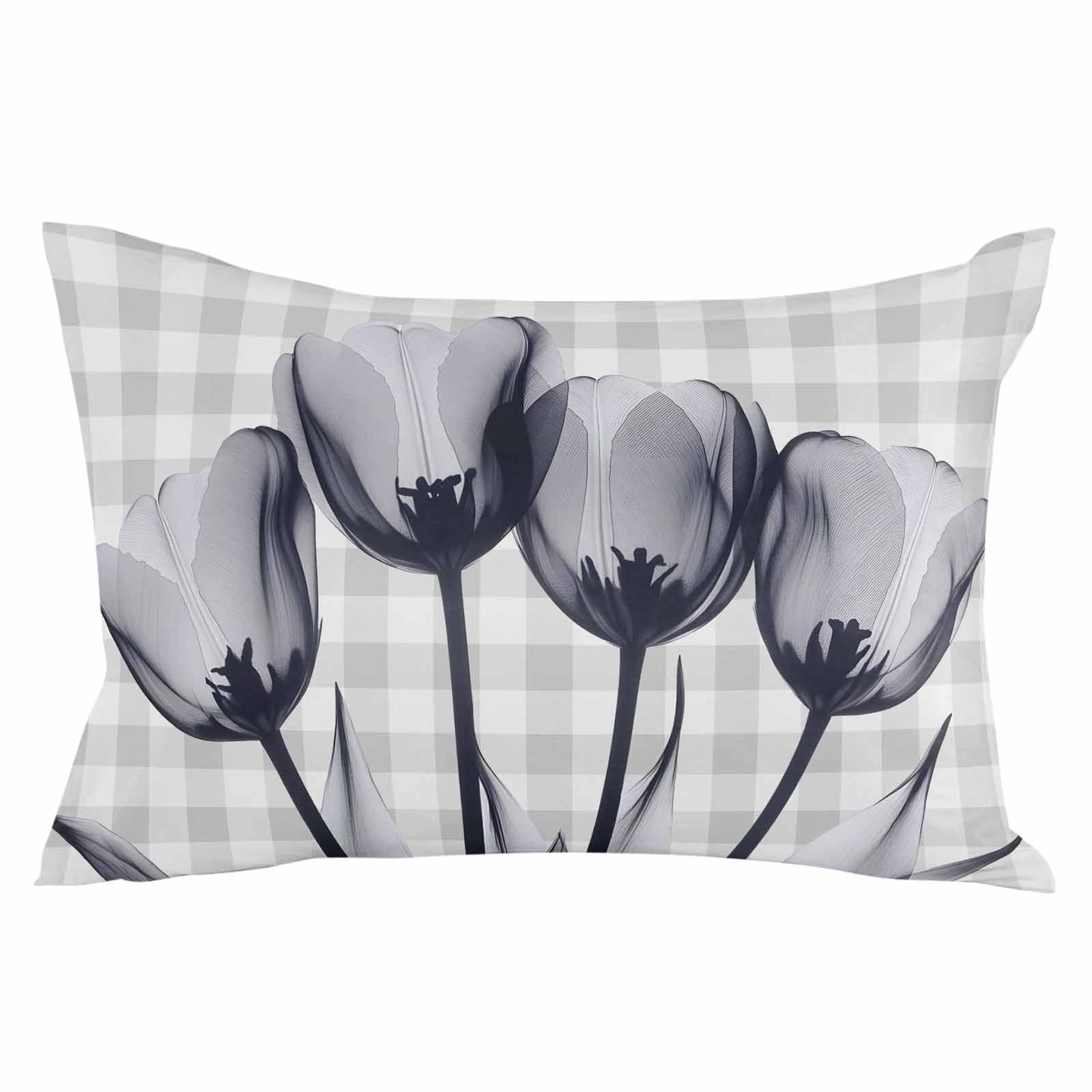Grey Tulip Throw Pillow Cover 16 x 24 Inch Decorative Pillow Cover ...
