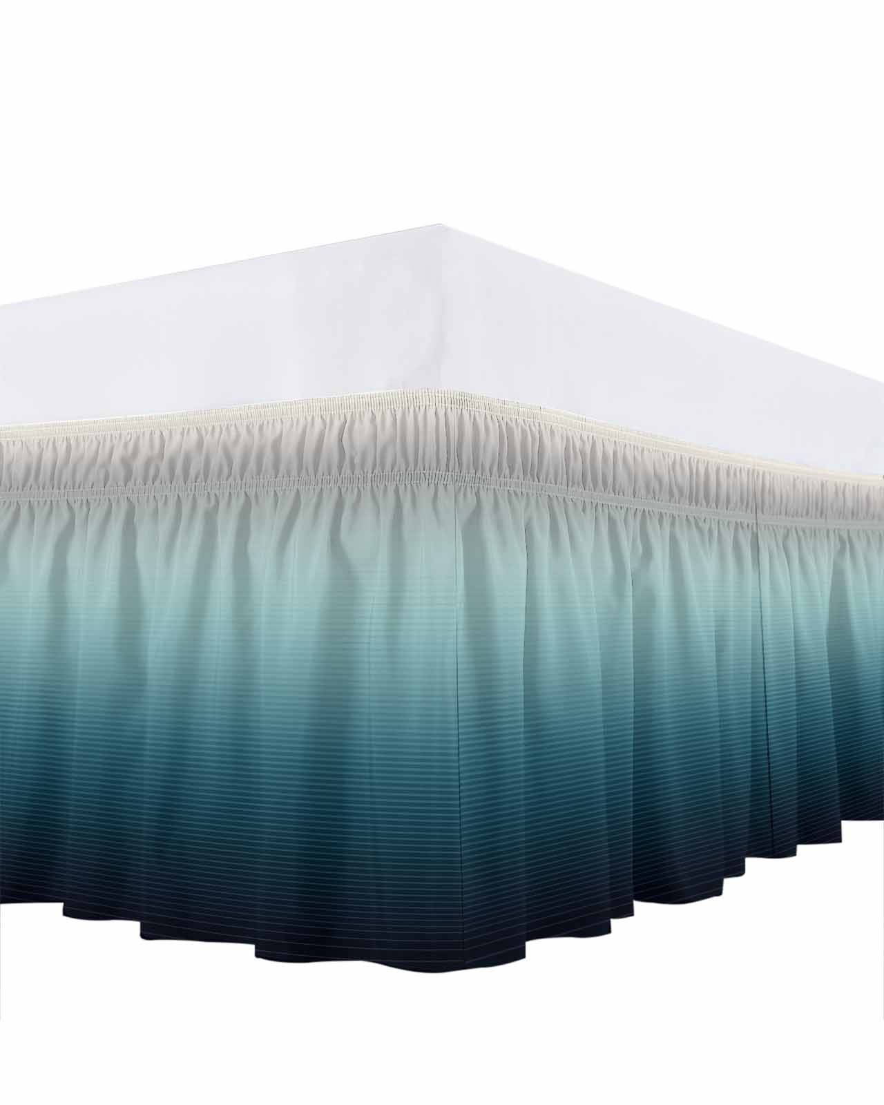 Grey Turquoise Ruffle Bed Skirt California King Size Stripe Gradient ...