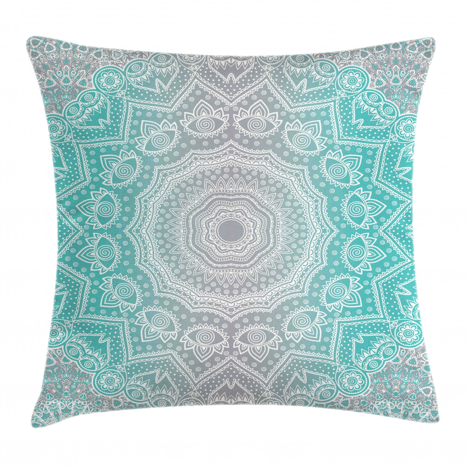 Grey and Turquoise Throw Pillow Cushion Cover, Prehistoric Essence and ...