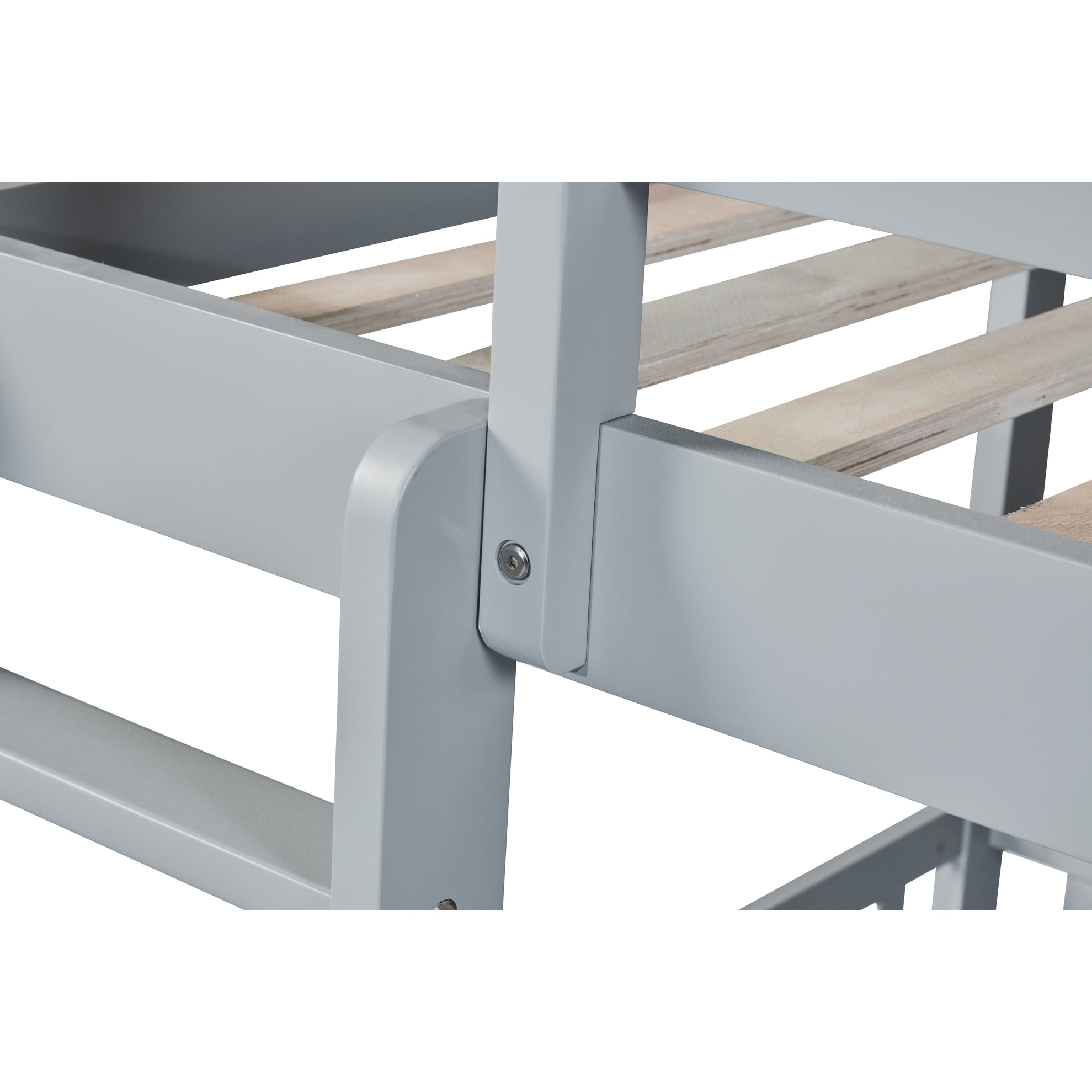Grey Twin Over Bunk Bed With Slide - Solid Pine Construction For ...