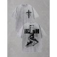 Grey Unexpected Trail Cross Western Distressed Oversized Graphic Tee ...