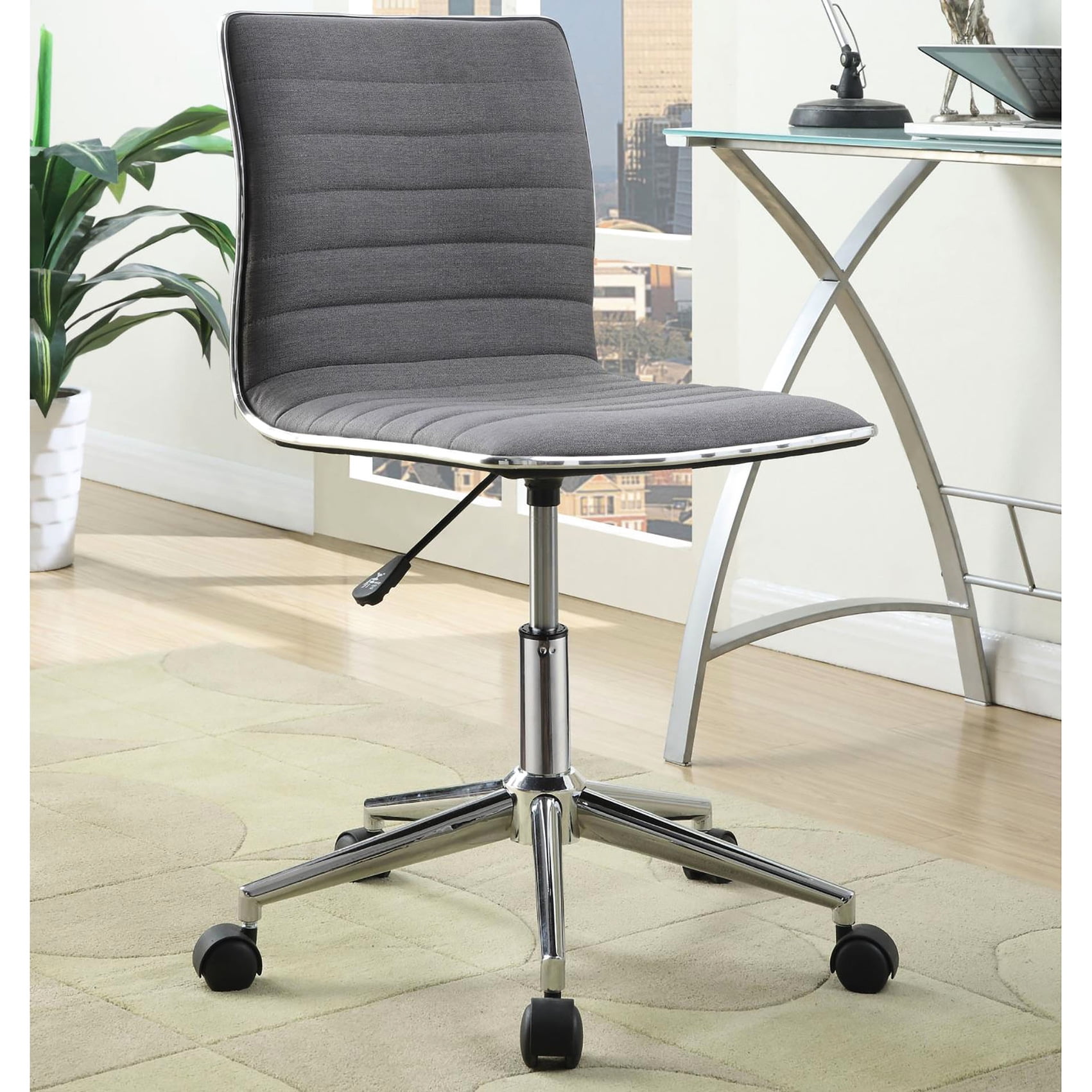 Grey Upholstered Armless Office Chair | Adjustable Height for ...