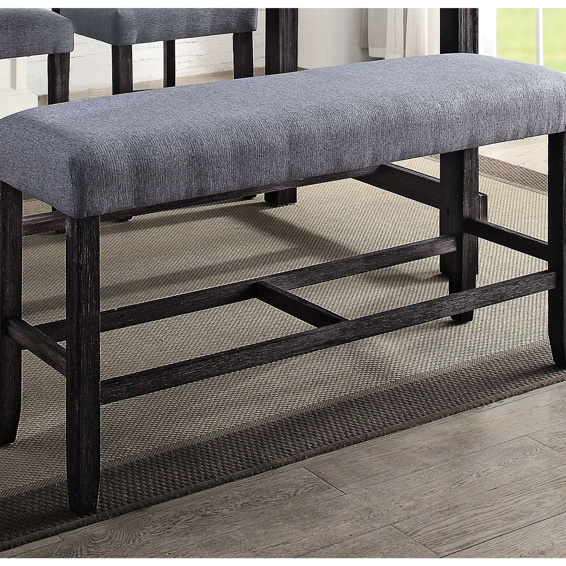 Grey Upholstered Bench In Color - Foam Padding Stable Structure ...