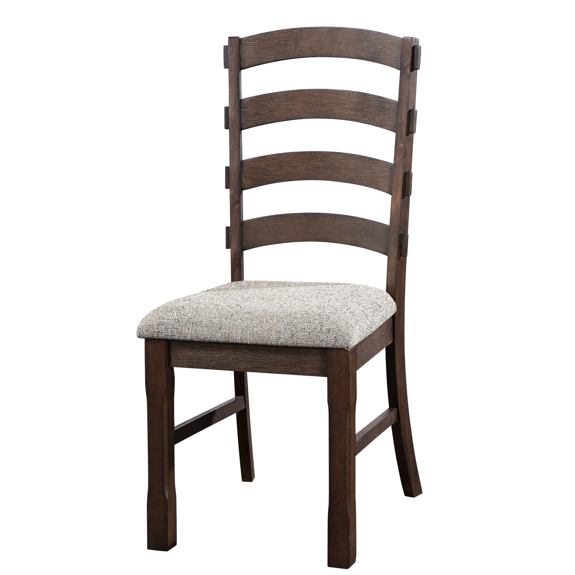 Grey Upholstered Ladder Back Chairs / Rustic Brown Finish, Set of 2 ...