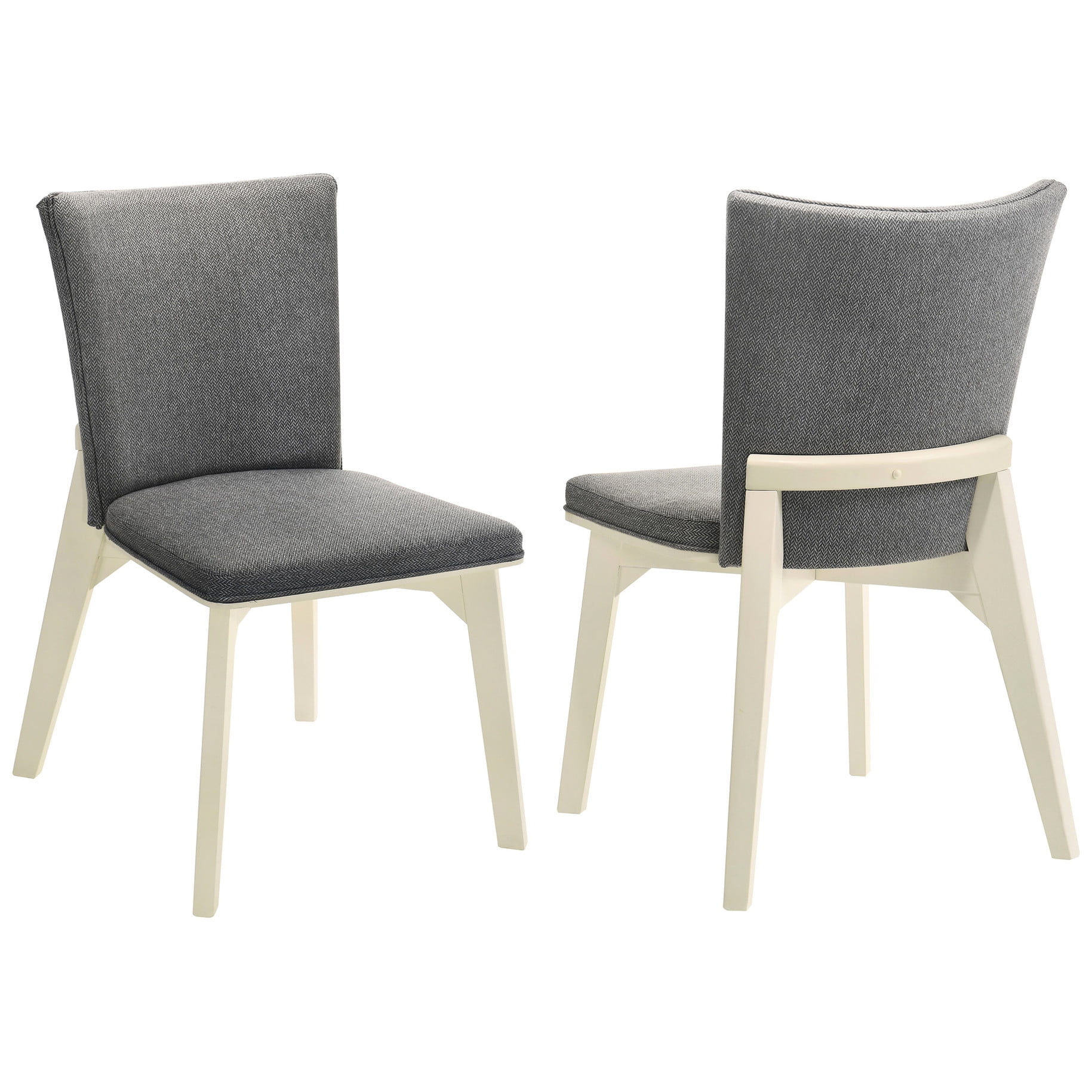 Grey Upholstered Solid Back Chairs | Plush Seating for Dining | Set of ...
