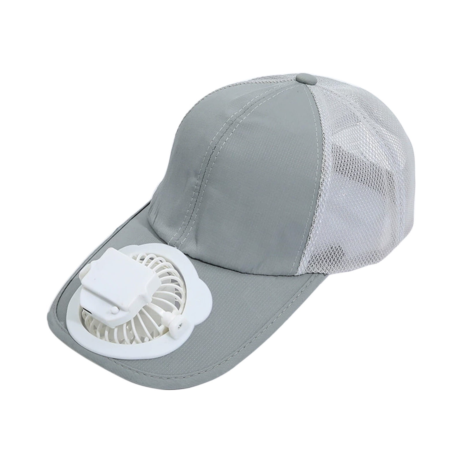Grey Usb Rechargeable Cooling Fan Hat Breezy Sun Protection Cap With ...