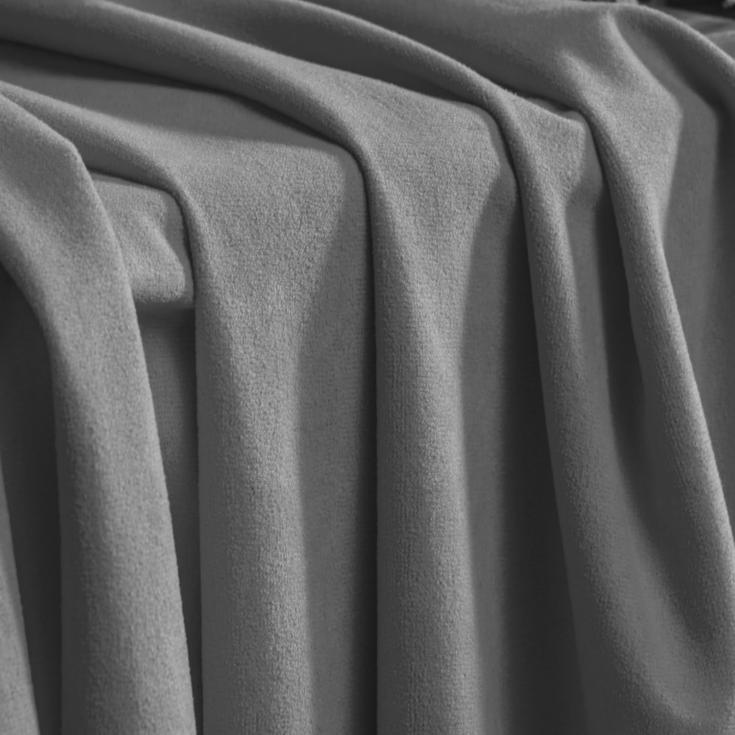 Grey Velvet Curtains 96 Inches Length - Grommet Thermal Insulated Light ...