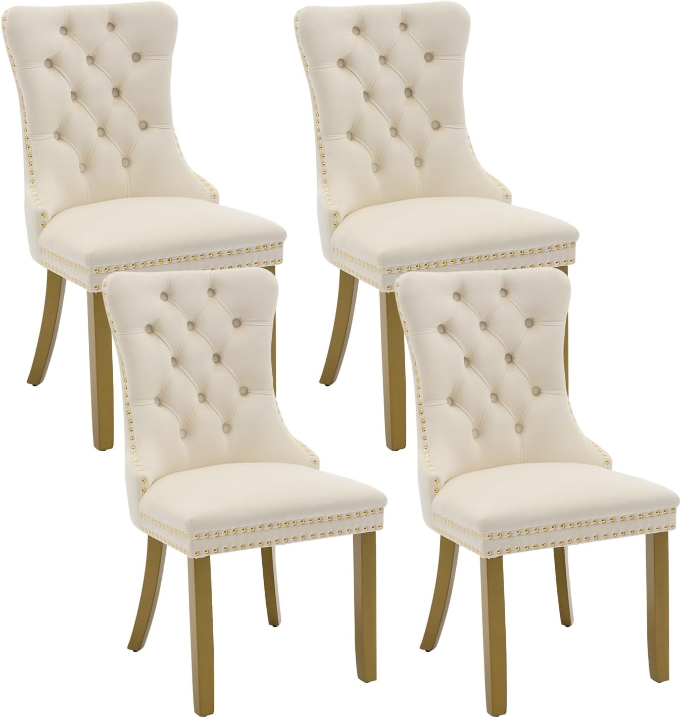 Grey Velvet Dining Chairs Set of 2, Upholstered Dining Room Chairs with ...