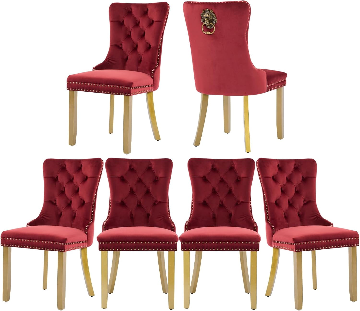 Grey Velvet Dining Chairs Set of 4, Tufted Upholstered Dining Room ...