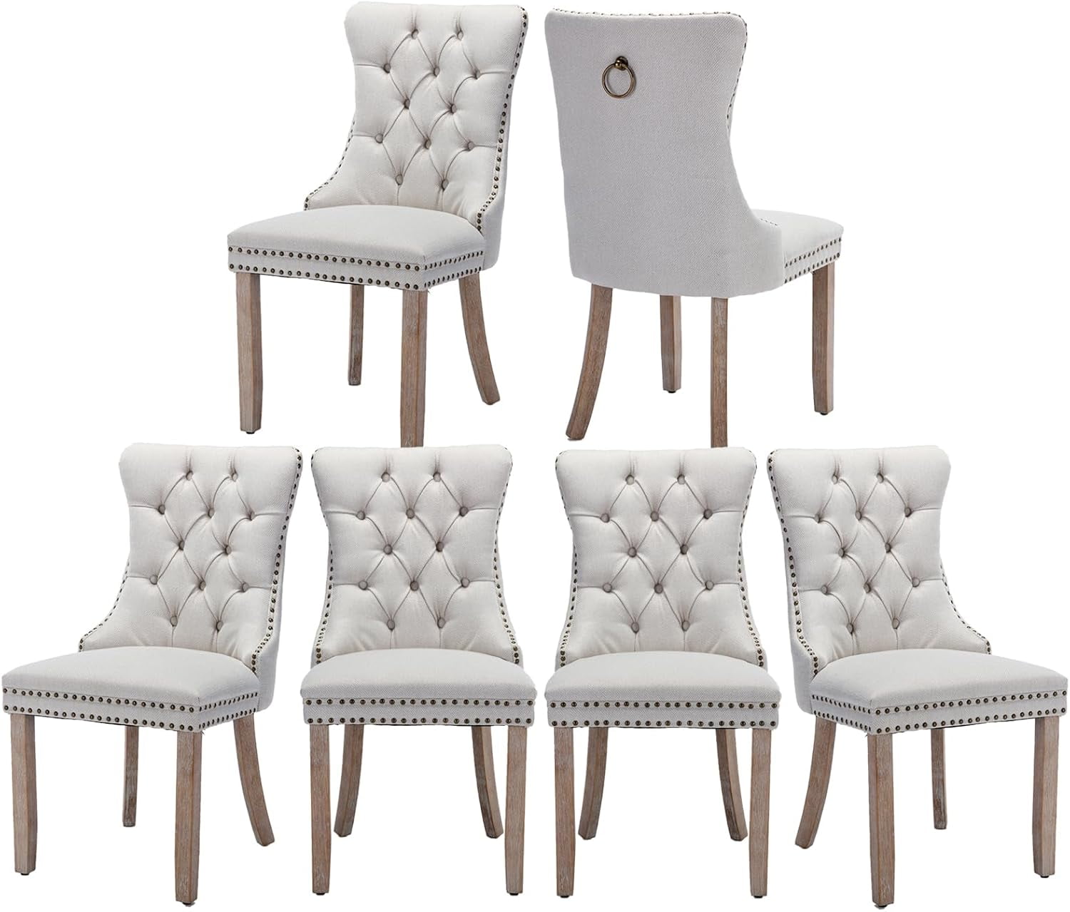 Grey Velvet Dining Chairs Set of 4, Tufted Upholstered Dining Room ...