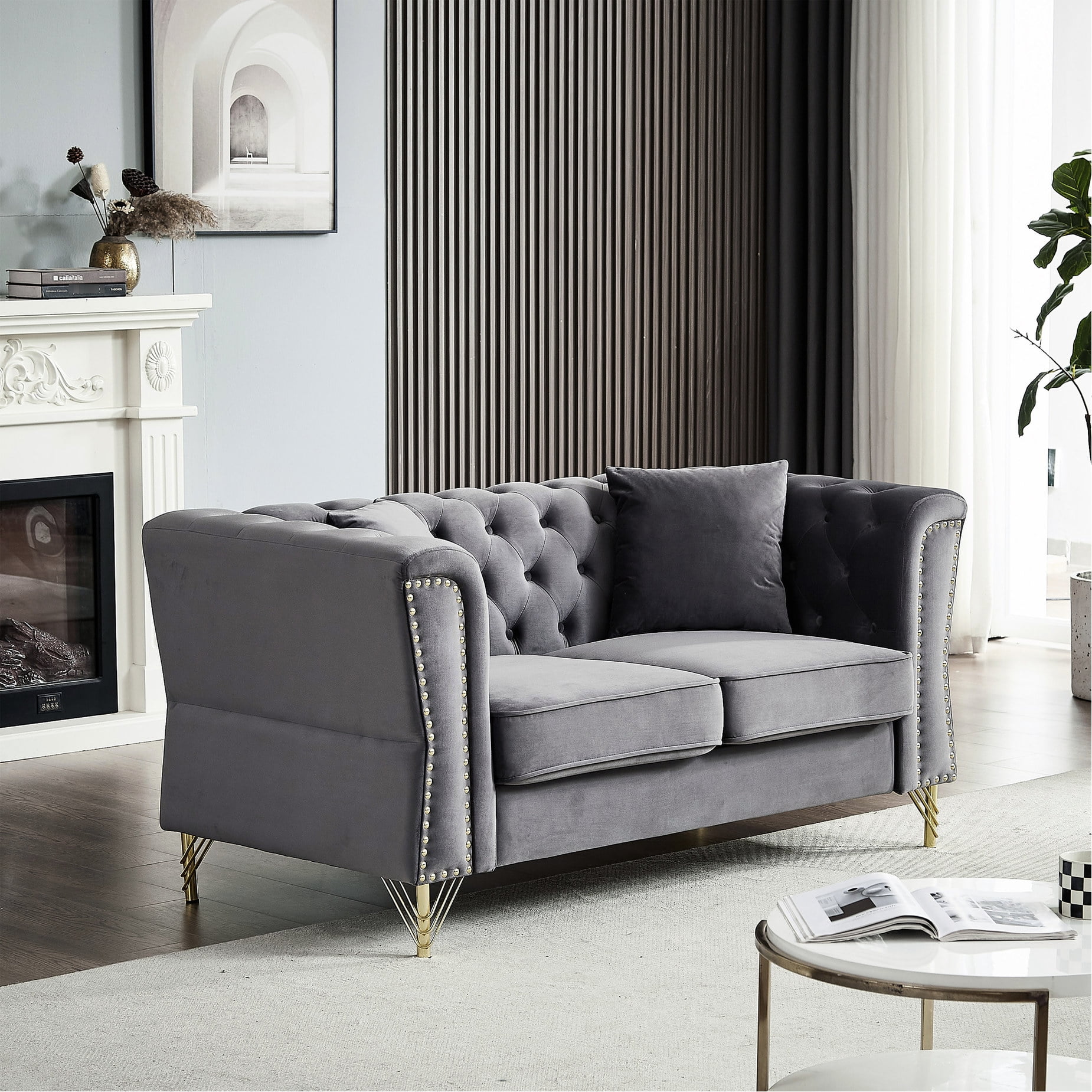 Grey Velvet Sofa+Ergonomic Sitting Dimensions"-"All-Day Relaxing ...