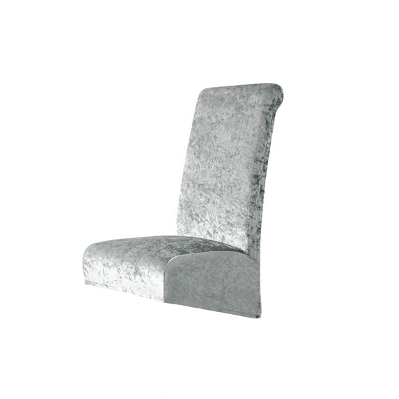 Grey Velvet Stretch Chair Cover, Solid Color, Large Slant High Back ...