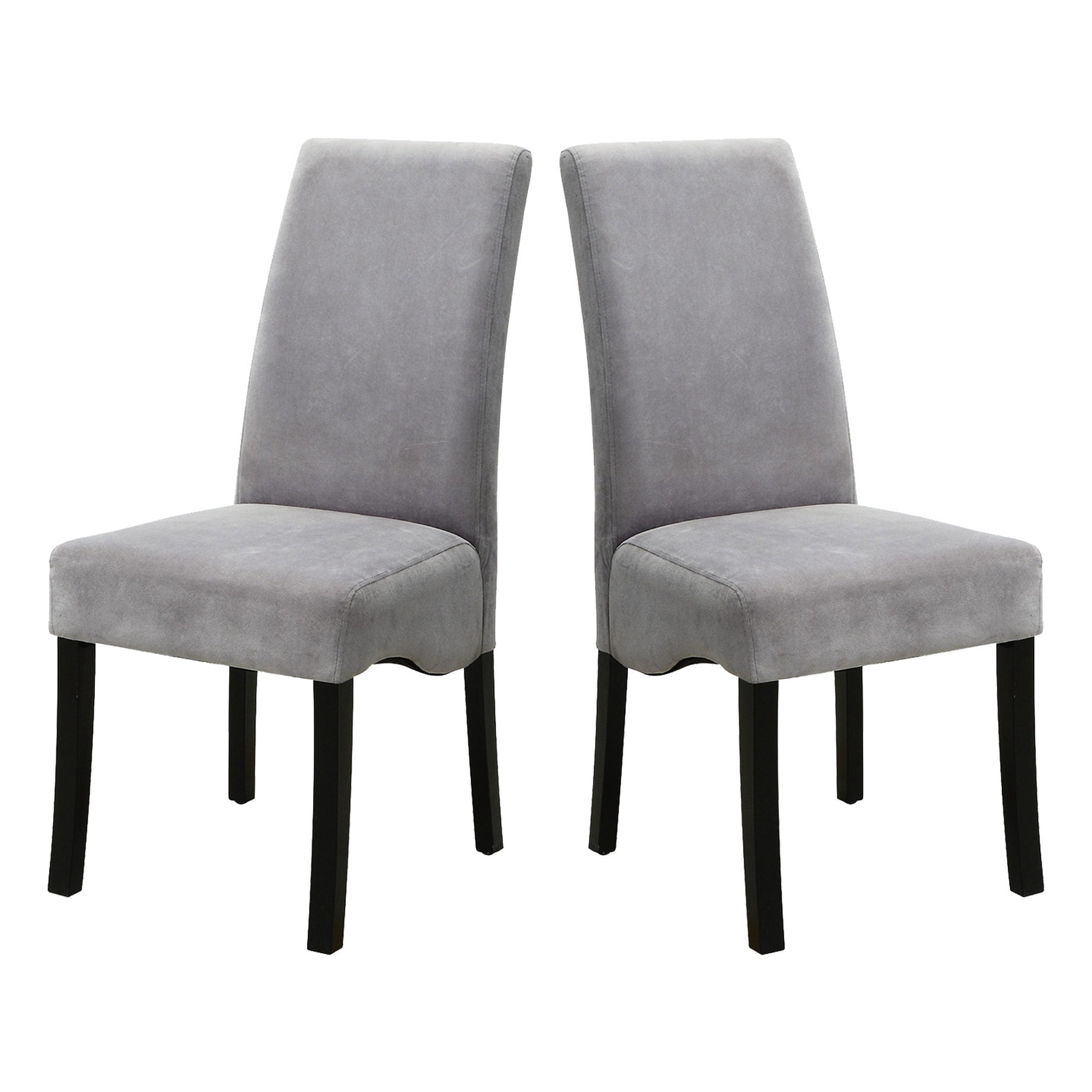 Grey Velvet Upholstered Dining Chairs, Angled Legs for Stability ...