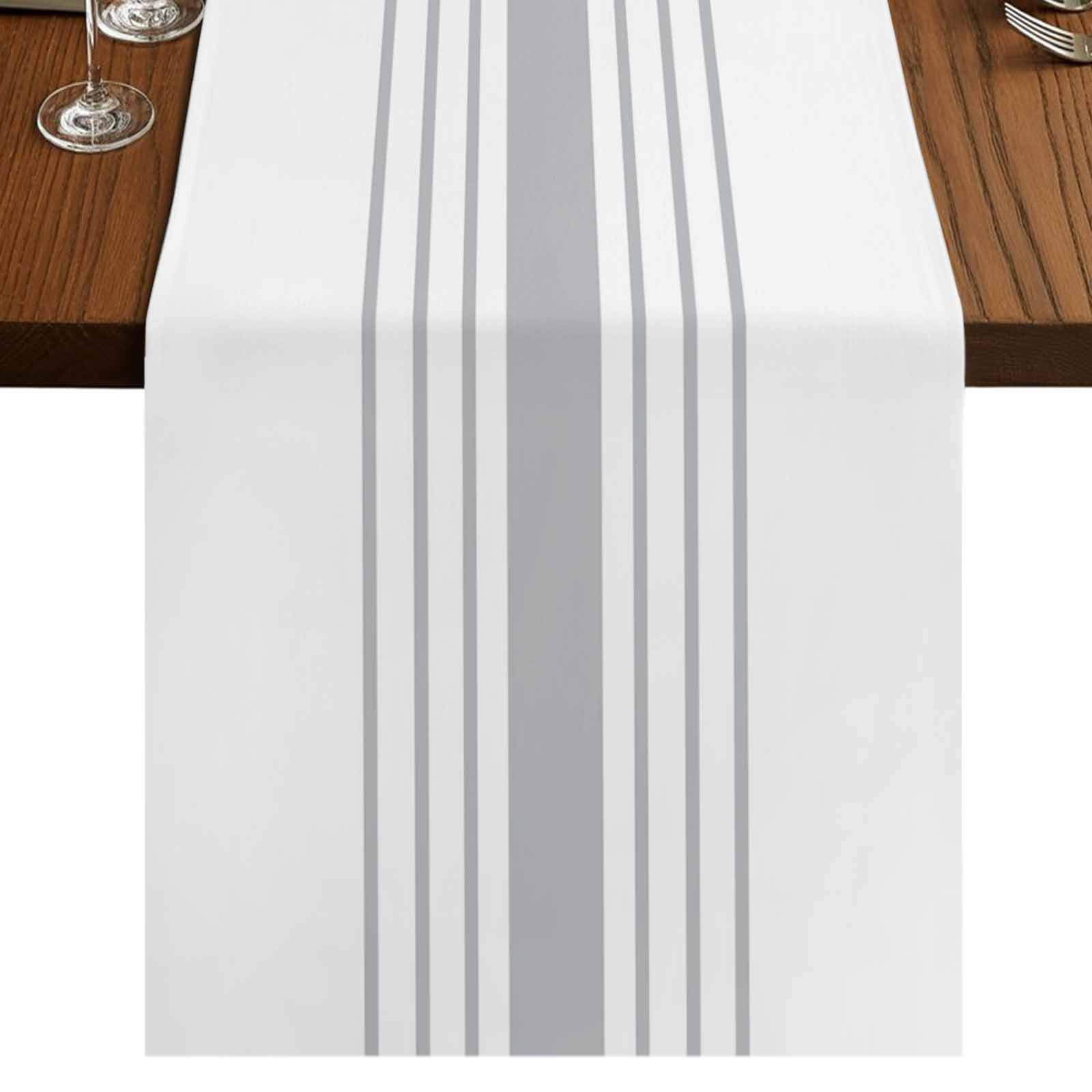 Grey Vertical Striped 36 Inch Table Runner, White Modern Simple ...