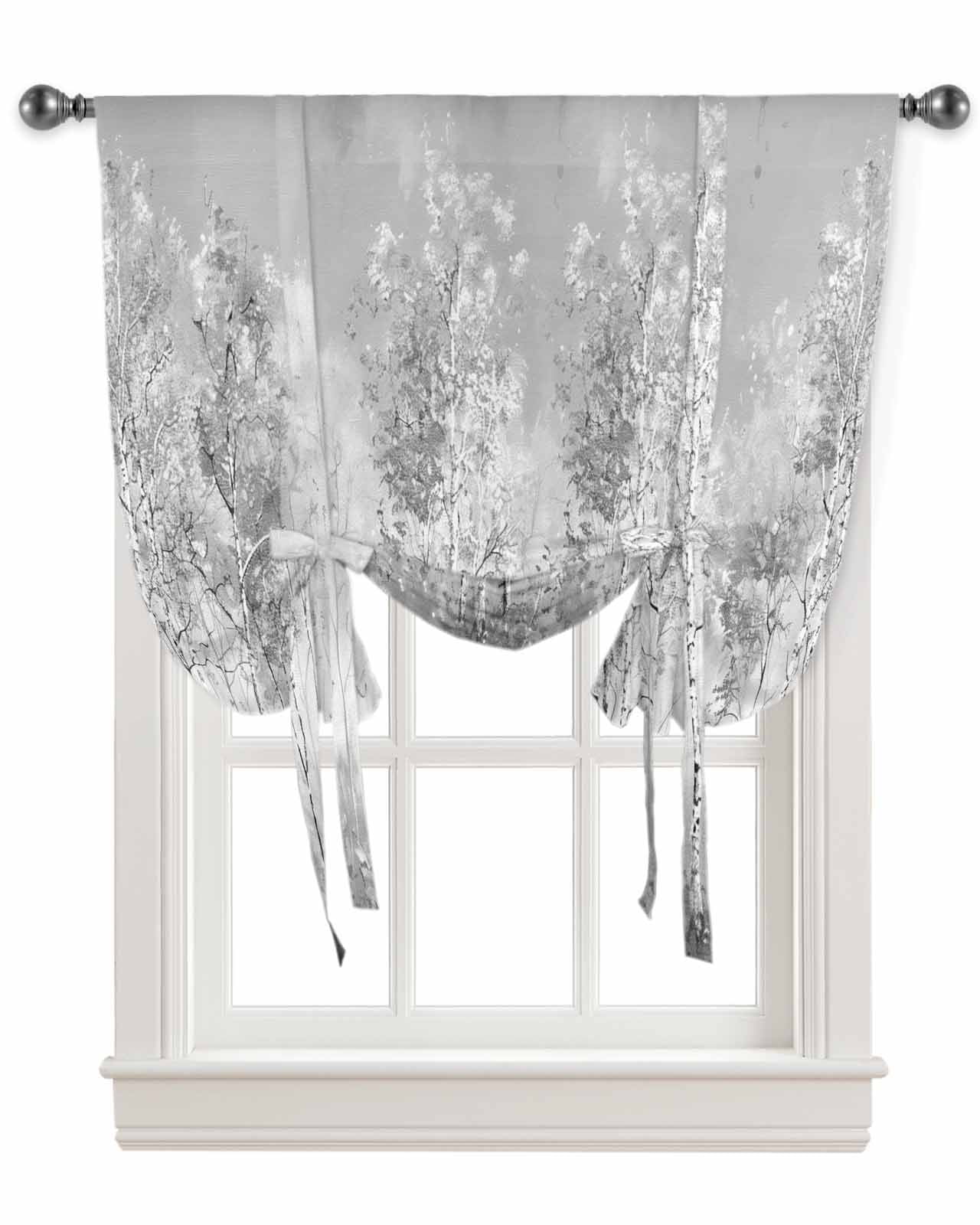 Grey Vintage Tie Up Curtains for Kitchen Bathroom Bedroom Windows 45 ...